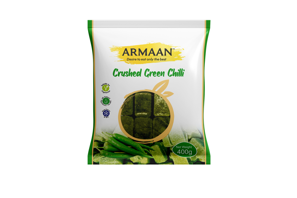 Armaan Crushed Green Chilli Cubes 400g – Freeze N Spice