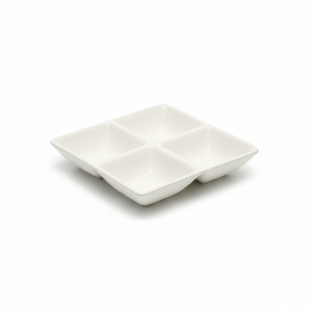 Porcelain 4 Section Serving Platter Square White – Freeze N Spice